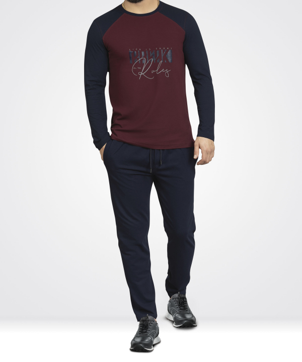 ست تیشرت آستین بلند و شلوار مردانه سیلکا Silka کد 10190|رنگ سرمه ای ...