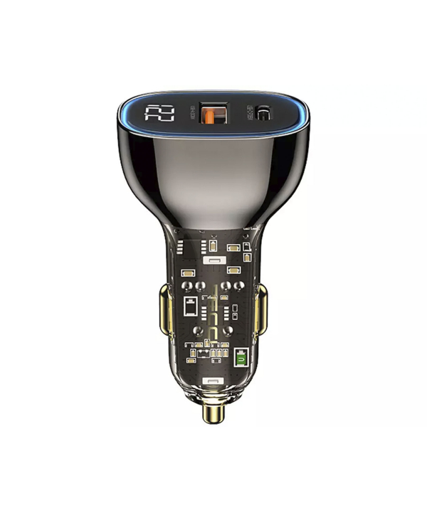 شارژر فندکی فست شارژ ماشین تایپ سی 95 وات طرح شفاف رسی RCC-N21|رنگ مشکی-بانی مد