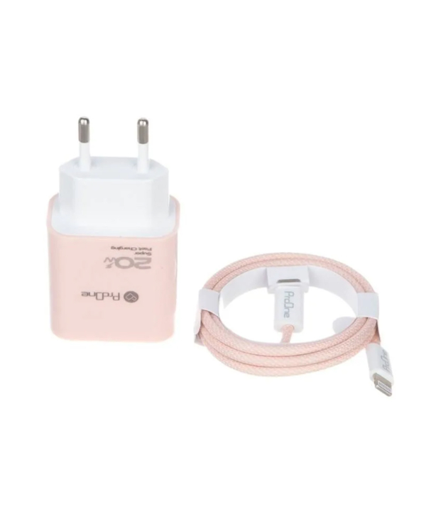 شارژر دیواری 20 وات پرووان مدل PWC540 به همراه کابل تبدیل لایتنینگ|رنگ آبی-بانی مد