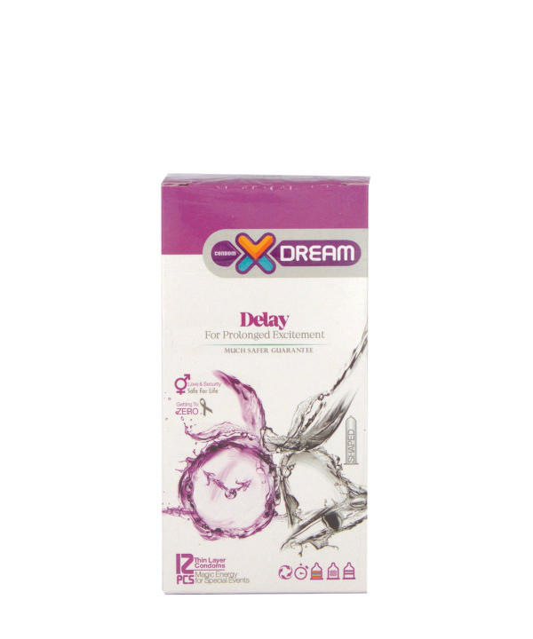 کاندوم تاخیری ایکس دریم XDream مدل Delay بسته 12 عددی|رنگ سفید بنفش-بانی مد
