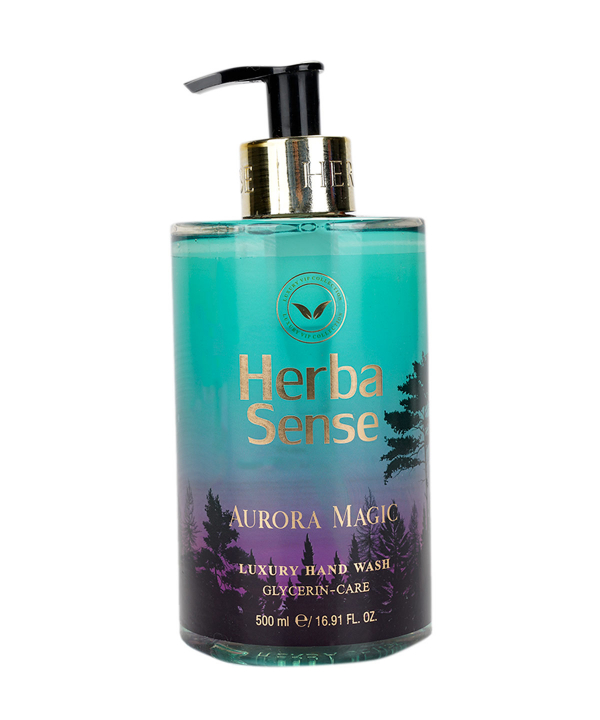 مایع دستشویی آبرسان هرباسنس Herba Sense مدل Aurora Magic حجم 500 میلی‌لیتر|رنگ سبز-بانی مد